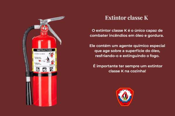 Extintor classe k, quando usar?